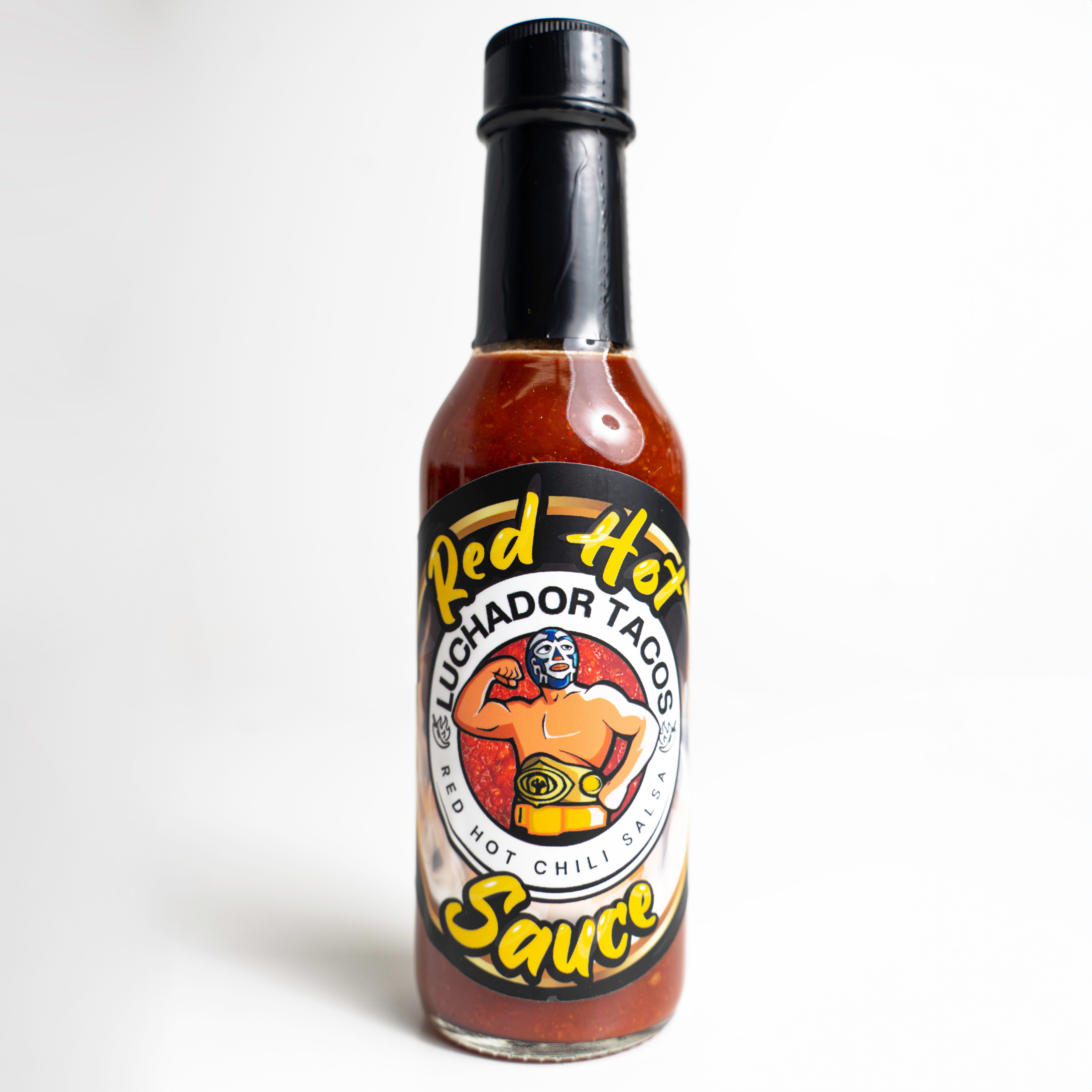 Red Hot Chili Sauce Bottle | Luchador Tacos